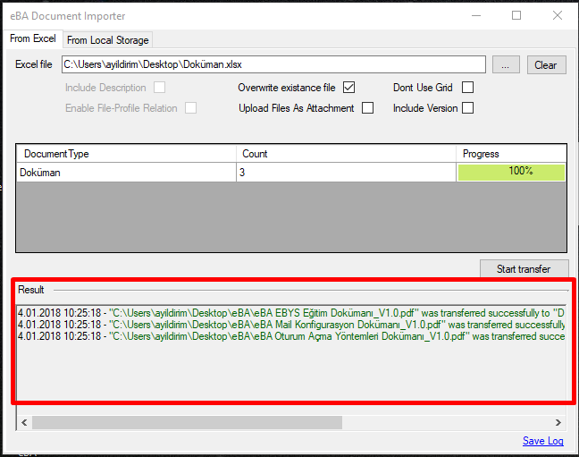 eBA Doküman Yönetimi Dosya Aktarım Dokümanı | Bimser